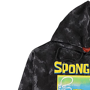 Mens Spongebob Squarepants Classic Hoodie - Spongebob, Patrick & Krusty Krab Tie Dye Hoodie Sweatshirt (Black Dye, Large)