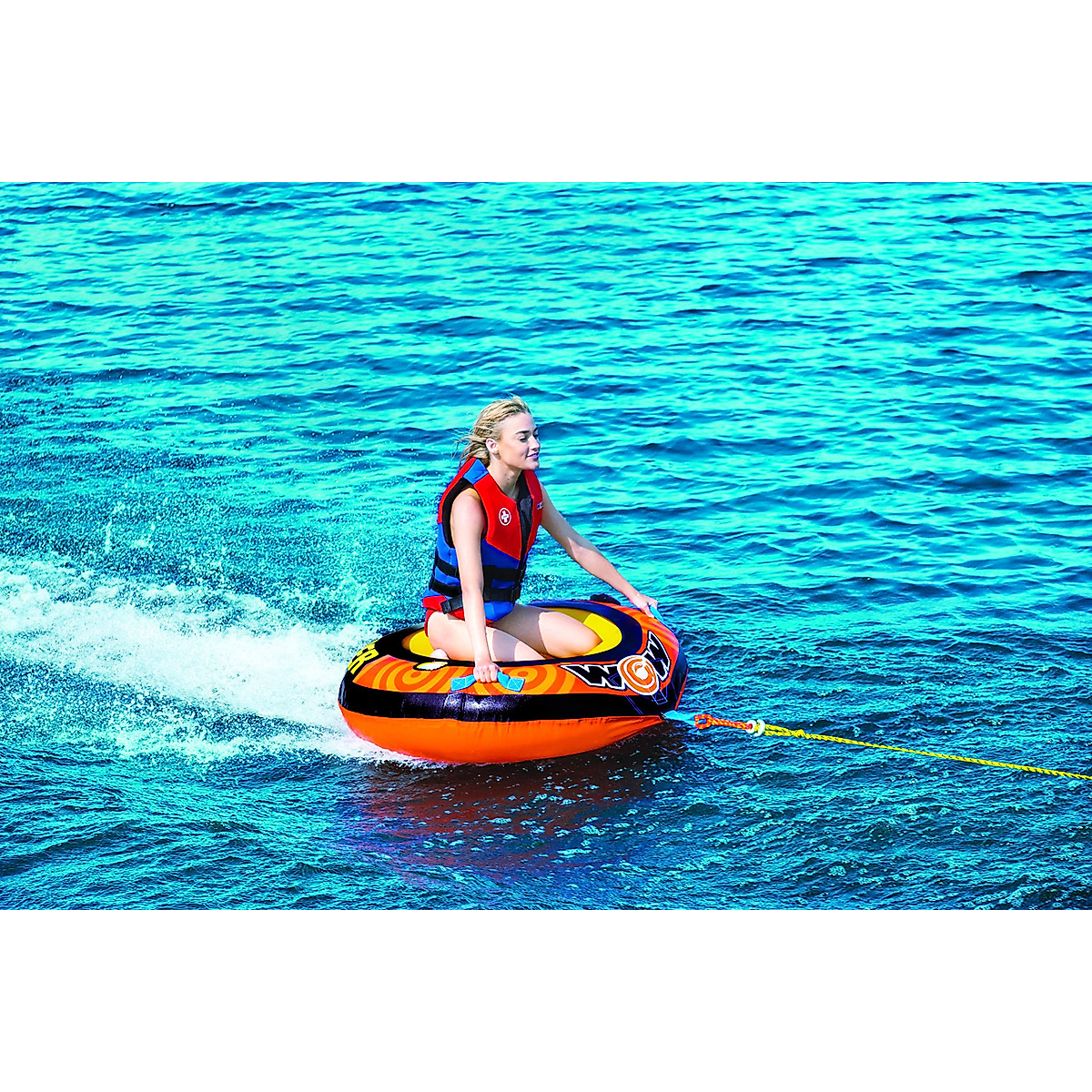WOW Sports - Lil' Skipper Inflatable Towable Tube - 1 Rider - Perfect For Kids & Adults - Soft Top - Boating Accessory