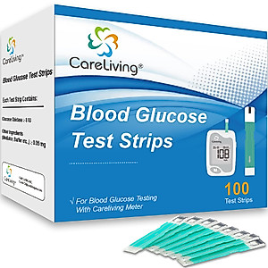 CareLiving BGM101 Blood Glucose Test Strips, for Diabete Sugar Testing, 100 Count