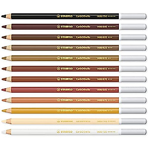 STABILO Chalk-Pastel Pencil CarbOthello - Pack of 12 - Warm Neutral Set