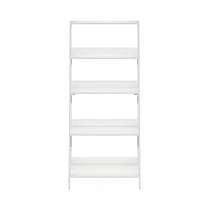 Furinno Ladder Bookcase Display Shelf, 5-Tier, White