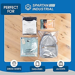 Spartan Industrial - 14” X 20” (100 Count) Self Seal Clear Poly Bags with Suffocation Warning for Packaging, Clothes & FBA - Permanent Adhesive