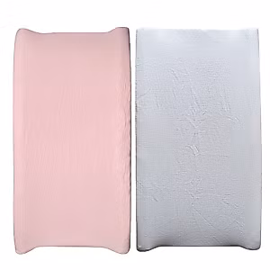 Muslin Changing Pad Cover, 2 Pack Changing Pad Covers, Baby Changing Table Pad Cover Cradle Sheet Soft and Breathable(Pink+Grey) (Pad Cover01)