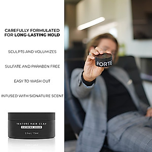 Alex Costa Hair Clay for Men by Forte Series Extreme Hold Men's with Natural Ingredients to Add Texture, Volume and Definition to Thick/Coarse Hair Premium Men's Hair Styling Products
