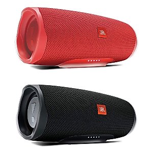 JBL Charge 4 Waterproof Portable Wireless Bluetooth Speaker Bundle - Pair (Black/Red)