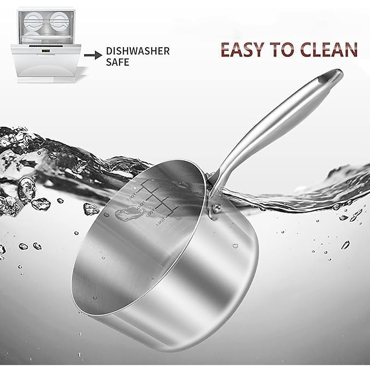 LOLYKITCH Tri-Ply Stainless Steel Saucepan Set-1QT & 2QT with Lids,Induction Sauce Pots,Pots and Pans Set,Oven and Dishwasher Safe.