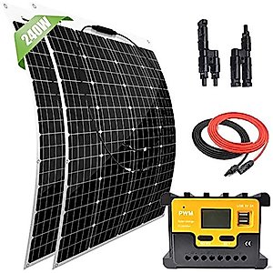 Giosolar 200 Watt 12 Volt Solar Marine Kit Monocrystalline Panel with 20A LED Charge Controller for RV Solar Charging Off-Grid System