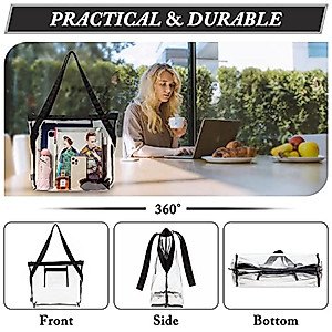 VASCHY Clear Tote Bag for Women, Heavy Duty Stadium Approved Transparent See Through Bag Purse for Work,Sports,Concert Black