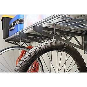 SafeRacks Wall Shelves - 2 Pk 18"x48" Wall Mountable Shelving Unit for Storage Rack, Pantry Shelves, Utility Shelving, Heavy Duty Shelves w/ 4 Versatile Accessory Hooks, 500lbs Capacity, Hammertone