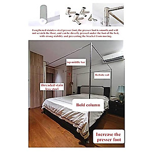 Xierdio Stainless Steel Canopy Frame, Bedroom Decoration Support is Used for Metal Wooden Bed Platform Size Double Bed Full Double Bed (Queen)