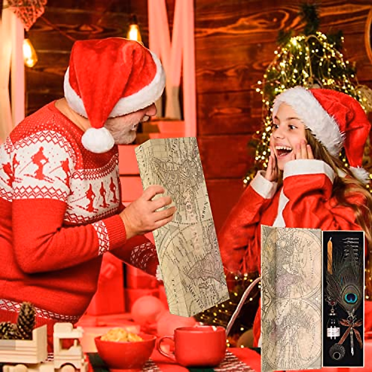 CunMei Quill Pen, Feather Pen Ink Set, Calligraphy Pen Set With Feather Pen Dip Pen, 20ML Ink, 8 Replaceable Nibs, Seal, Wax Seal, Pen Holder, Vintage Engraving Romantic Art Gift (Malachite Green)