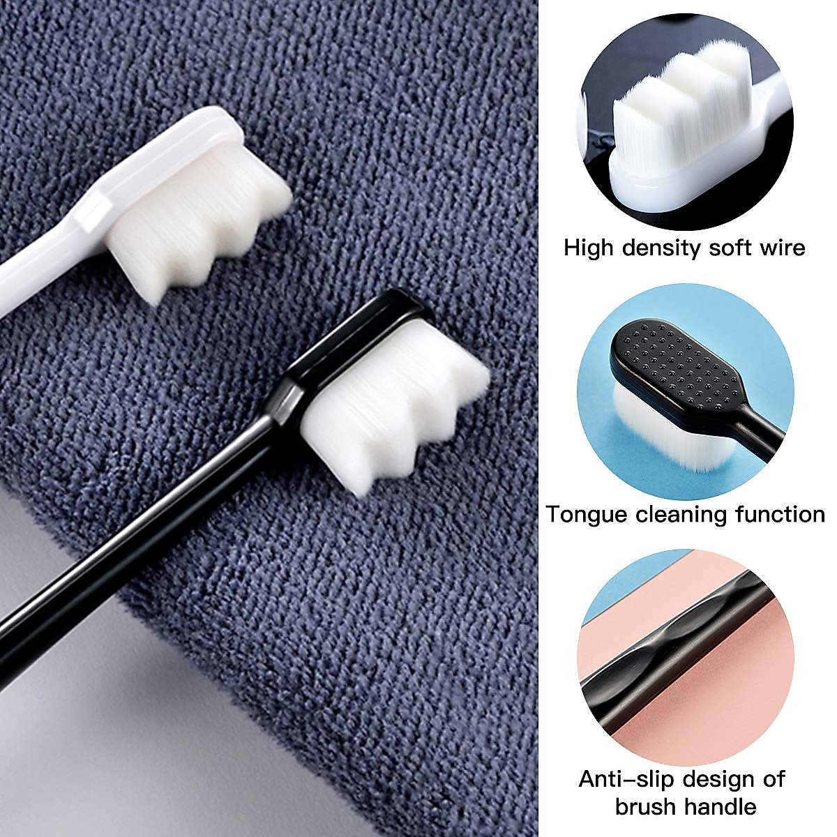 6 PCS Upgraded Extra Soft Floss Toothbrush Ultra Soft-bristled Sensitive Toothbrush Manual Micro Nano Toothbrush Good Cleaning for Adult Teeth Kid Children, No Harm to Gum