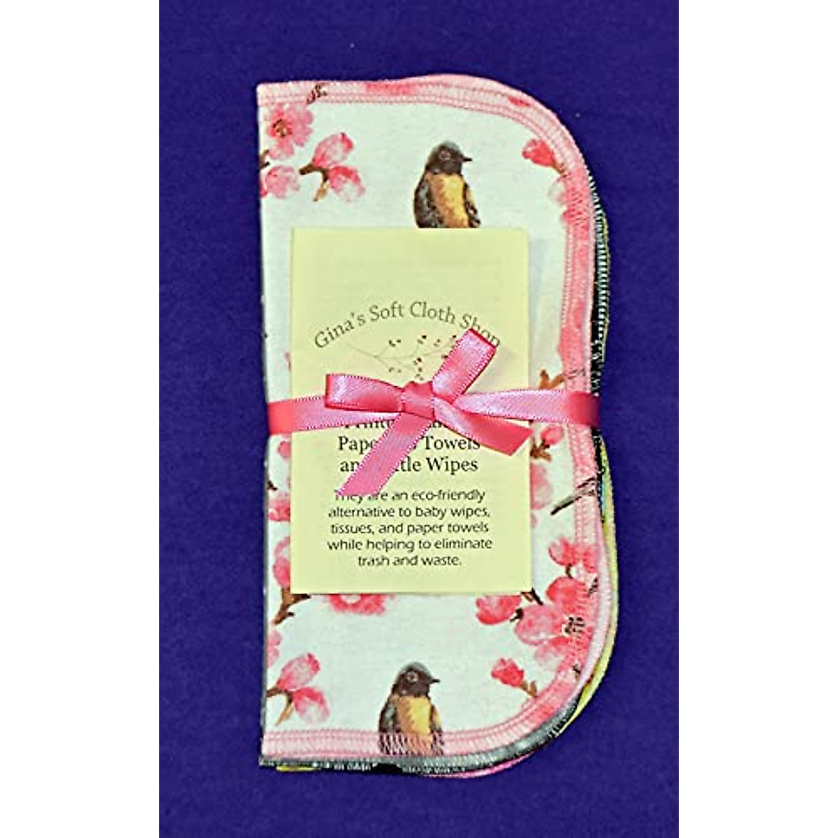 1 Ply Owls & Birds Fun Flannel Washable Kids Lunchbox Napkins 8x8 inches 5 Pack - Little Wipes (R) Flannel