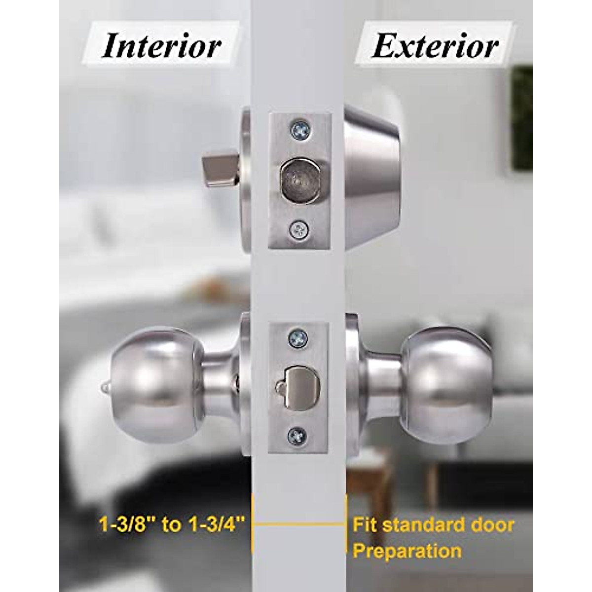 All Keyed Same Entry Door Knob and Single Cylinder Deadbolt Combo Set, Satin Nickel Exterior Door Knobs with Lock and Keys for Entrance and Front Door