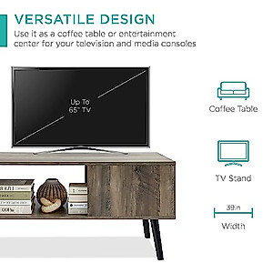 Best Choice Products Wooden Mid-Century Modern Coffee Table, Accent Furniture for Living Room, Indoor, Home Décor w/Open Storage Shelf, Wood Grain Finish - Gray Oak