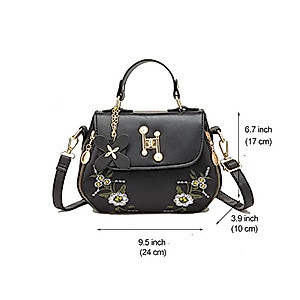 TUDEXX Purses and Handbags for Women Top Handle Satchel Shoulder Bags Ladies Leather Totes，Floral Pattern Zipper Handbag (Color : Green)