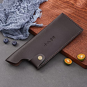 SHI BA ZI ZUO Knife Guard Leather Knife Sheath for F208-2 Chef Knife and 7'' to 8'' Cleavers