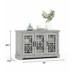 Galano Isadora 3 Door Console Sideboard - Modern Buffet with Distressed Oak Finish - Bookshelf Cabinet for Hallway - Entryway - Foyer or Living Room (Dusty Grey Oak)