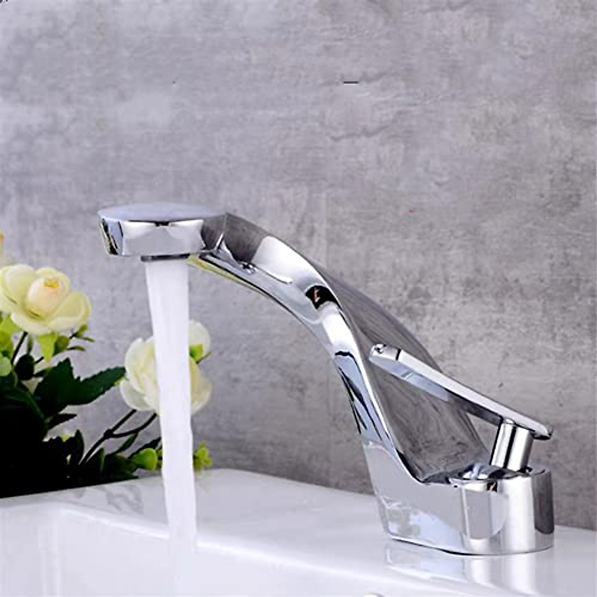 -Faucets,Basin Mixer Tap Basin Faucet, Chrome Brass New Bathroom Basin s Type Faucet, Deck Mounted Cold Hot Water Sink Mixer Taps for Bathroom Kitchen/Chrome/Hose Size 38