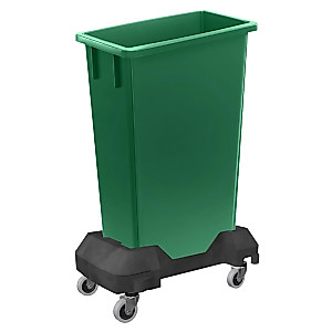 [Dark Green] 23 Gallon Slim Trash Can with Dolly, Commercial Rolling Trash Can, Heavy-Duty Wheeled Garbage Can, Trash Can with Wheels