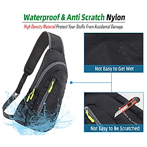 Gisdanchz Sling Bags for Men Water-proof, Lightweight Sports Sling Backpack Small Rucksack for Men Women Cross Body Chest One Strap Shoulder Bags Personal Pocket Small Travel Bag for Gym Sport, Black