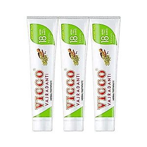 Vicco Vajradanti Herbal Toothpaste 18 Ayurvedic Herbs and Barks with Fennel Flavour - Pack of 3 (200g Each) - Specially Packed and Exported by Behal International