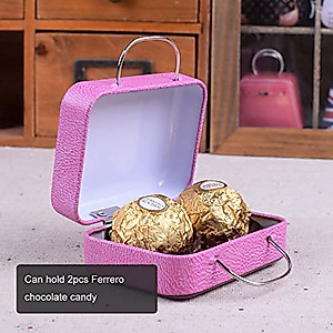 6pcs Tin Boxes with Lids Small Candy Boxes Party Favors,Suitcase Boxes with Handle for Travel Themed Wedding Decorations