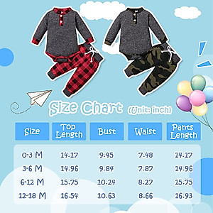 6-12 Months Boy Clothes Toddler Infant Boys Girls Outfit Long Sleeve Plaid Tops + Pants Outfit Set 2Pcs, Camouflage Outfit 6-12 Months/90cm