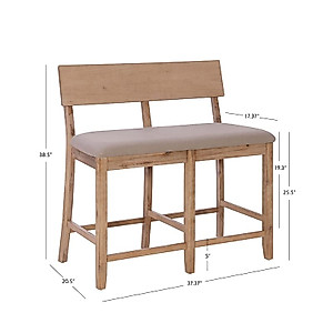 Linon Jordan Wood 25" Counter Height Dining Bench in Washed Gray