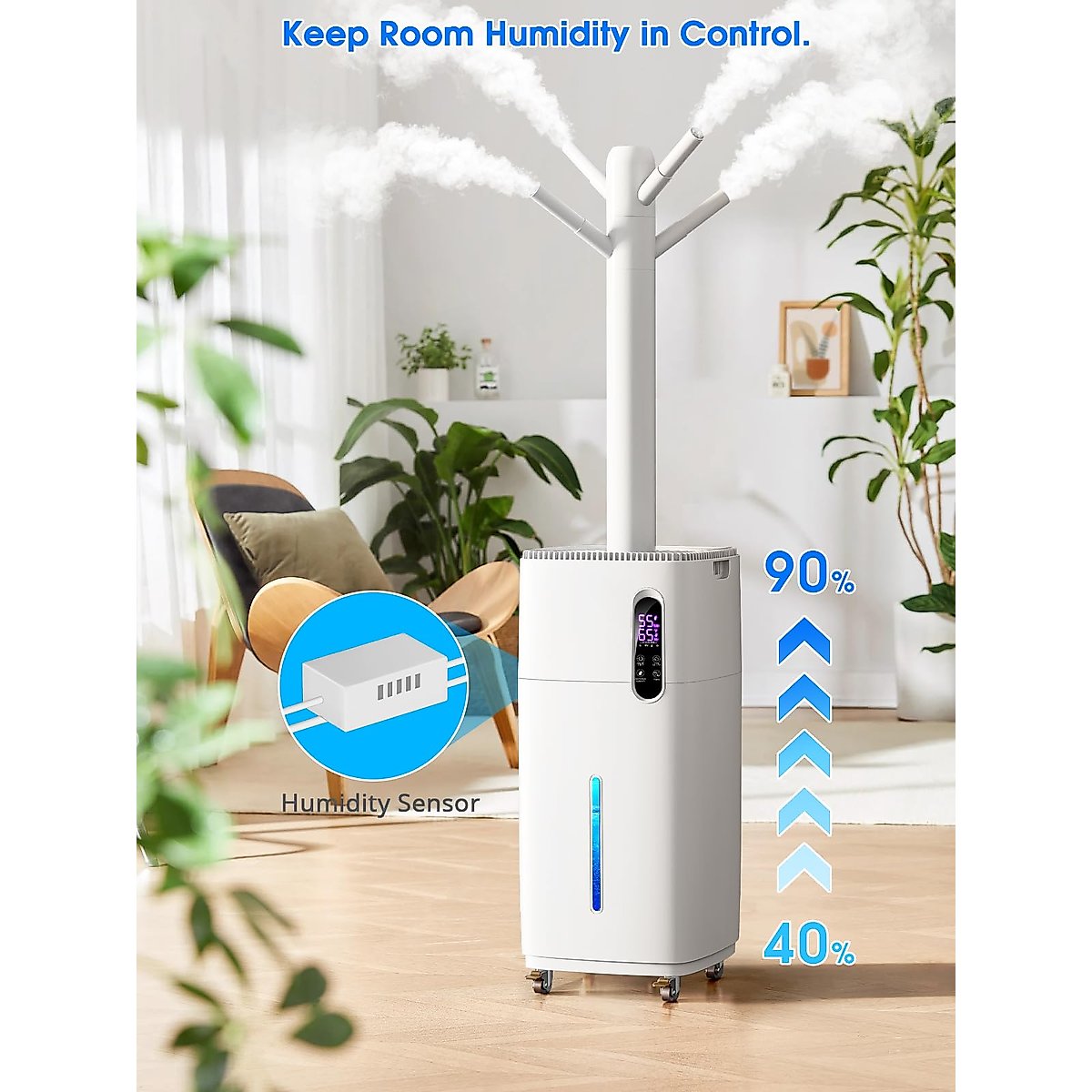 Petsaint 26L/5.7Gal Humidifier for Large Room Up to 3000 ft², 6-core atomization, 2000 mL/h Mist Output, Remote Control and 6 Mist Level, Ultrasonic Cool Mist Humidifiers for Bedroom Whole House