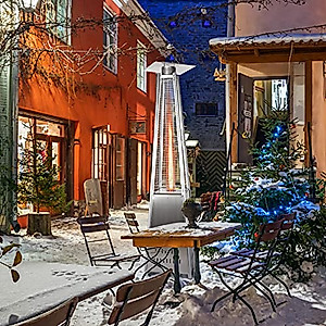 YOG Patio Propane Heaters, 46000 BTU Outdoor Garden Heater All Stainless Steel, Pyramid Glass Tube Propane Patio Heater,Decor for Party, BBQ, Bonfire, Campfire, Fireplaces (Pyramid Stainless Steel)