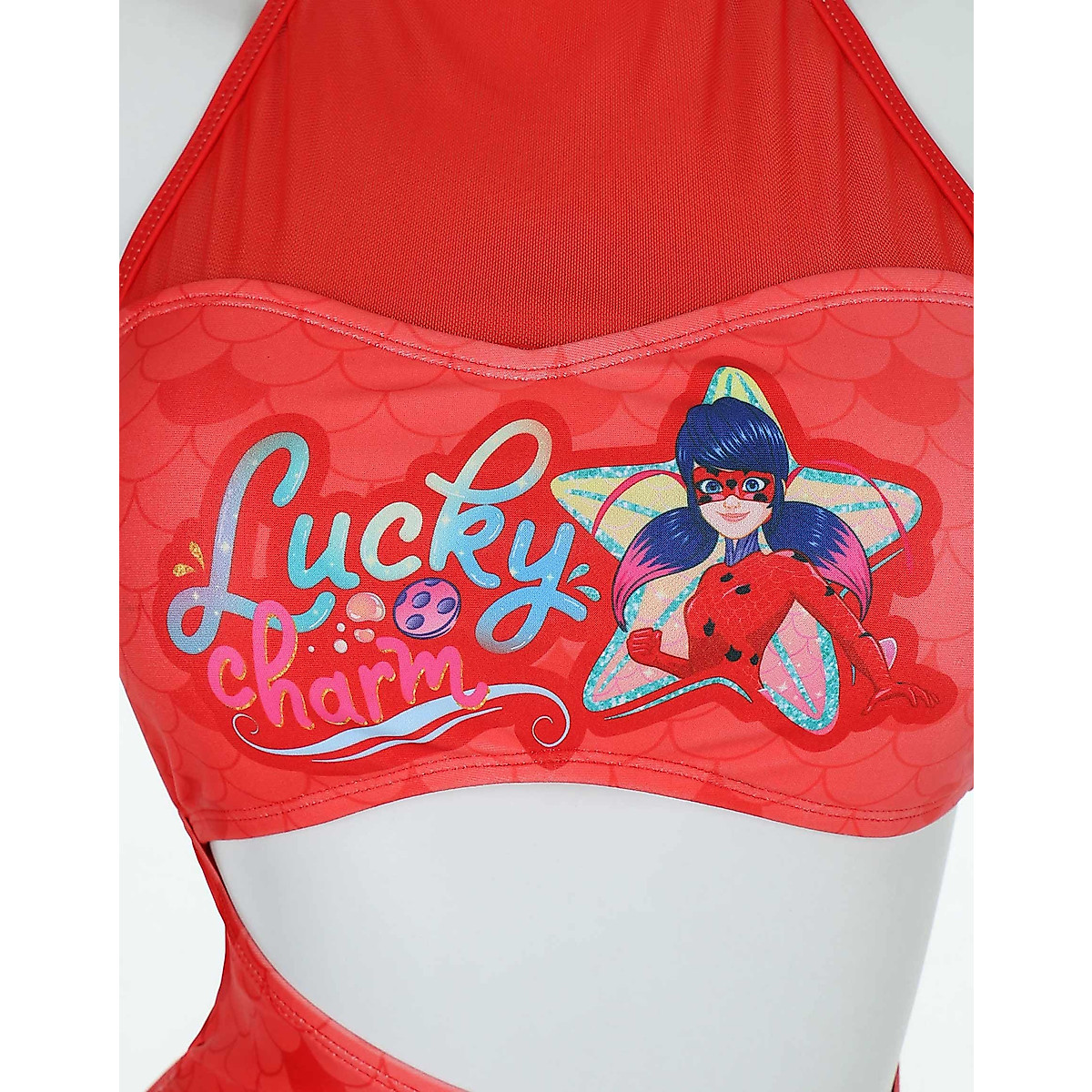 Miraculous Women's Ladybug Beach High Neck One Piece Swimsuit Bathing Suit (as1, Alpha, l, Regular, Regular, Red)