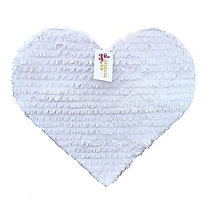White Heart Pinata 16" Wedding Decoration Bridal Shower Party Heart Shaped Pinata Bride To Be Photo Prop
