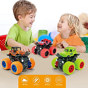 Chdutoys Monster Trucks For Boys 3 years Toys Cross Country Inertia Toy Car Monster Trucks Stunt Toy Car Push Toy Car for 3 4 5 Year Old Boys Children Toy Boy Toy 4pcs Toy Car Mini Monster Trucks