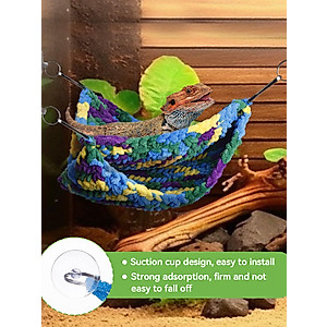 Double-Layered Reptile Hammock - Soft Bearded Dragon Hammock Swing Hanging Bed with Strong Suction Cups & Hooks, for Lizard Gecko Chameleon Small Reptiles, Triangular