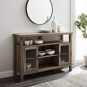 Walker Edison Tall Wood Universal TV Stand with Open Storage For TV's up to 58" Flat Screen Living Room Storage Entertainment Center, 52 Inch, Grey