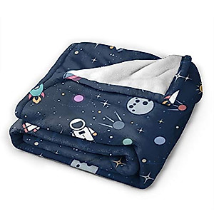Space Astronaut Throw Blanket Soft Plush Flannel Blanket for Baby Girls Boys Space Themed Bedroom Decor Blankets for Couch, Sofa 40×50 Inch