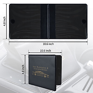 GaRhomxy Car Insurance and Registration Holder, ID Insurance Card and Registration Holder, Car Interior Accessories, Case Wallet for Auto Document Organizers (Black) - 2 Pack