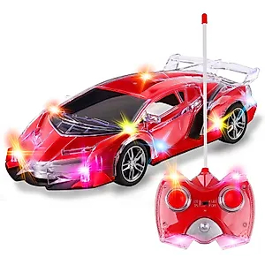 Light Up RC Remote Control Racing Car - 1:20 Scale Radio Control Sports Car with Flashing LED Lights - Ideal Gift Toy for Kids
