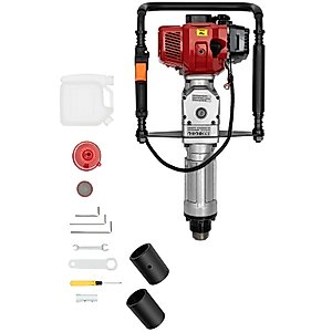 52CC Gas Powered T-Post Driver with Air-Cooled Cooling System 1900W Portable Petrol Piledriver Single Cylinder Gasoline Petrol Garden Fencing Tool Machine for Professional, Daily Household