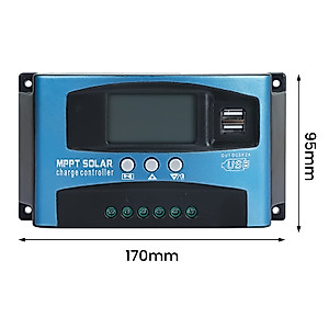 FellDen 50A MPPT Solar Charge Controller 12V/24V, Auto Focus Tracking Solar Panel Battery Regulator Dual USB Port Display Adjustable Parameter LCD Display Multiple Load Control Modes
