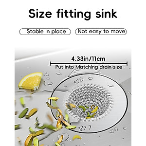 Kitchen Sink Drain Strainer, Flippable Mesh Sink Strainer, Wokdada 304 Stainless Steel Sink Screen, Easy Clean Large Basket Strainer, Anti-Clog Garbage Disposal Cover Fit for Standard 4-1/3 Inch Drain
