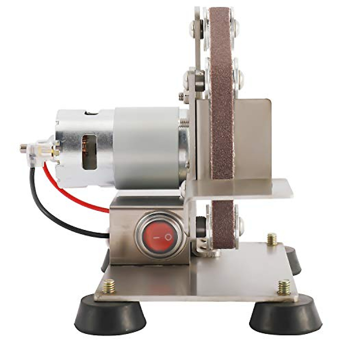 DIY Mini Electric Belt Sander Multifunctional Grinding Machine, Electric Knife Apex Edge Sharpener, Small DIY Polishing Machine with 10 pcs Sand Belts