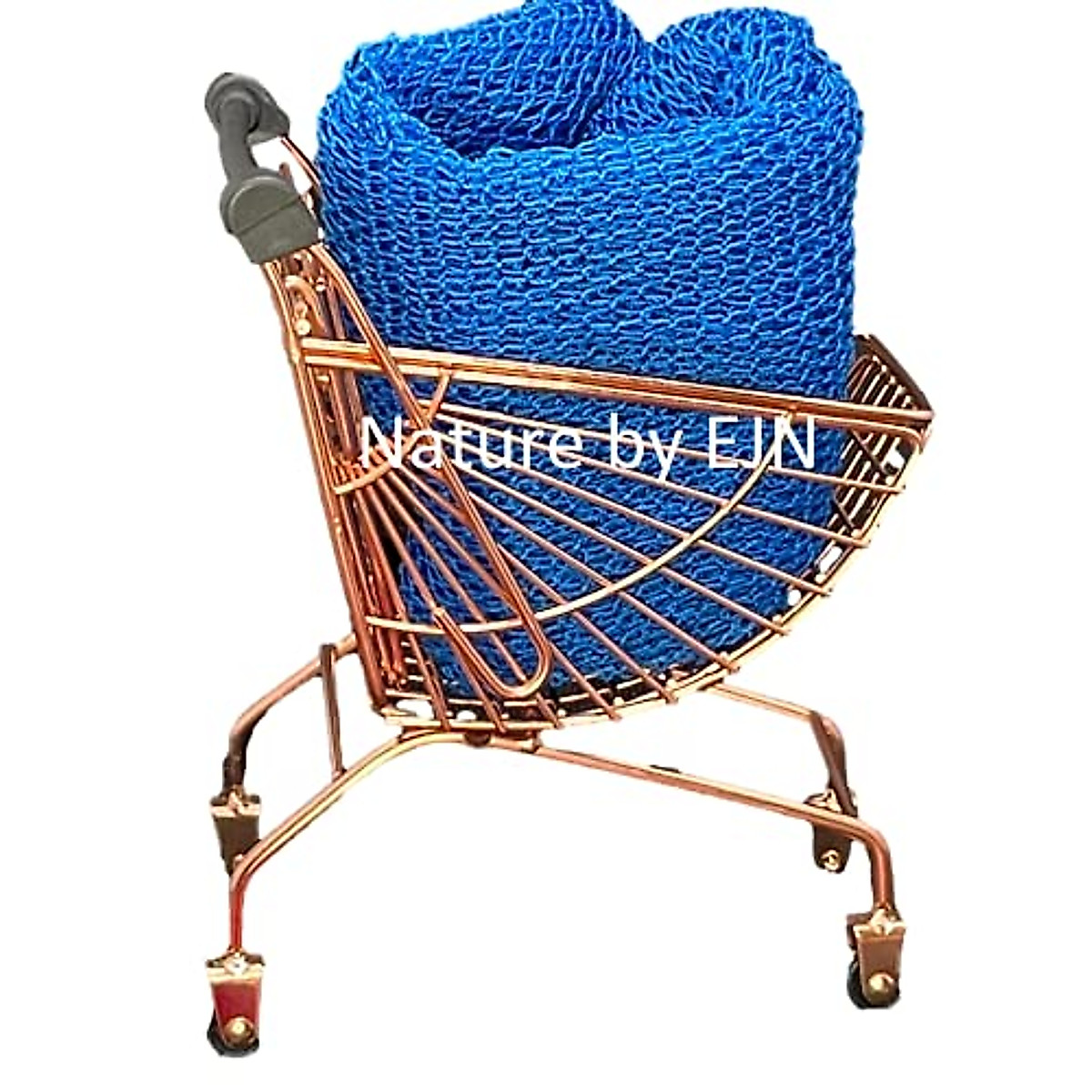 Nature by EJN - Net Bath Sponge, Customized N1 Weave, Long, NKN Naturals, Skin Exfoliation, African, Porous, Stretches to Approximately 49" (Sea Blue)