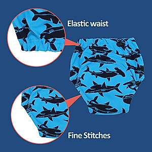 MooMoo Baby 6 Packs Cotton Training Pants Reusable Toddler Potty Training Underwear for Boy and Girl Dinosaur-3T Blue