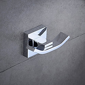 Beelee Towel Hooks for Bathroom Coat Hook Double Robe Hooks ,Polished Chrome Finish, 2 Pack ,BA9103C2