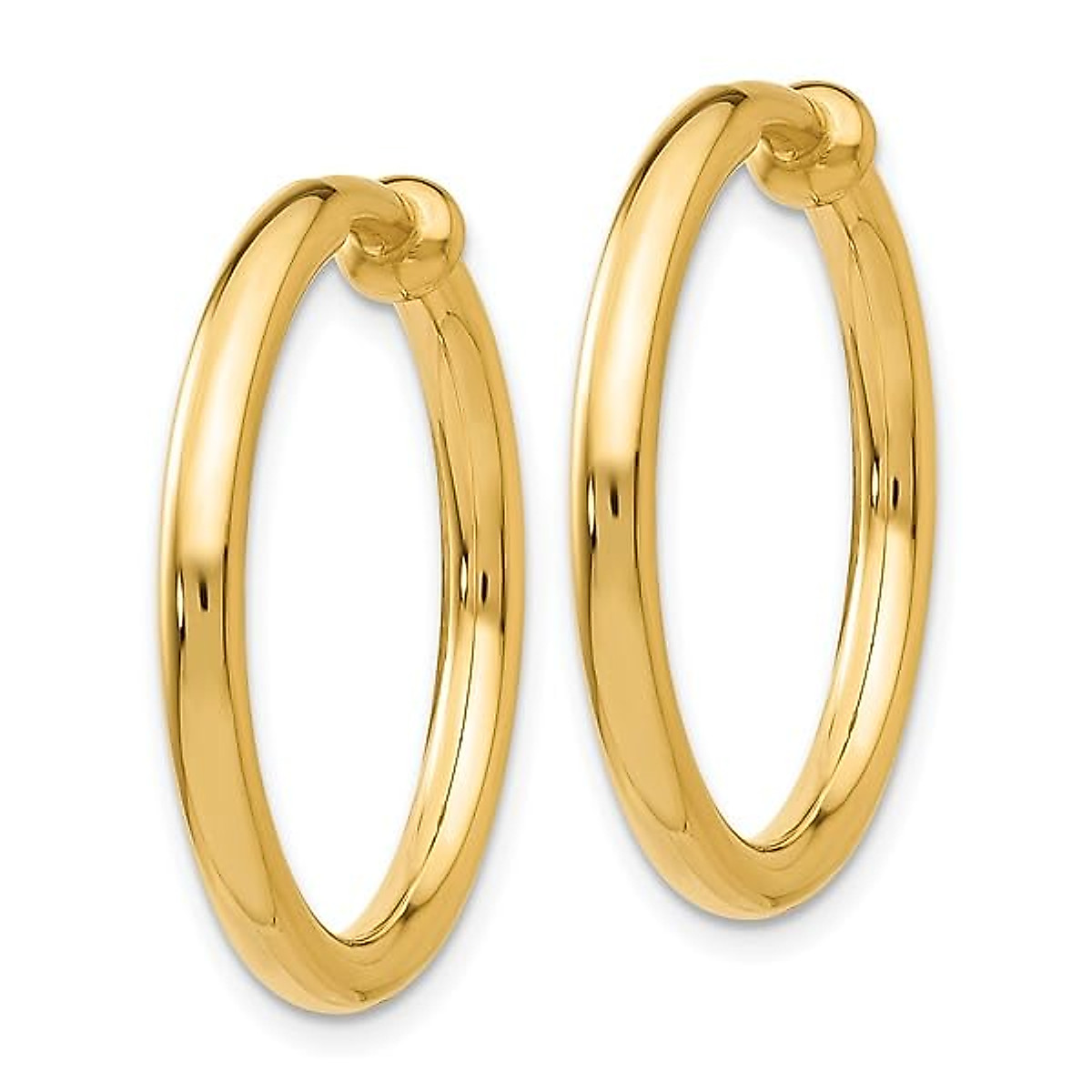 14K Yellow Gold Non Pierced Clip On Hoops Earrings