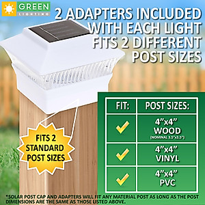 GreenLighting Standard #1 4x4 Solar Post Cap Lights - 4x4 Post Caps for 4x4 Nominal Wood, Vinyl/PVC Fence Solar Post Lights Outdoor Waterproof - Solar Deck Post Lights (White, 12 Pack)