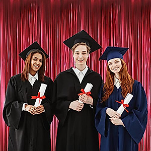 GOER 3.2 ft x 9.8 ft Metallic Tinsel Foil Fringe Curtains Party Photo Backdrop Party Streamers for Birthday,Graduation,New Year Eve Decorations Wedding Decor (1 Pack,Matte Burgundy)