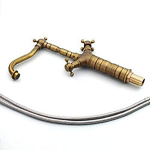 Y-LKUN Bathroom Sink taps Bathroom taps Copper Antique Faucet Basin Faucet Slotted Bathroom Basin Sink Hot Cold Taps Mixer Basin Brass Sink Mixer Taps Non-Concussive Bathroom Faucets